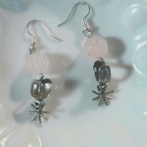 Jewelry | Strerling Silver Earrings With Rose Quartz Stone And Stirrups ...